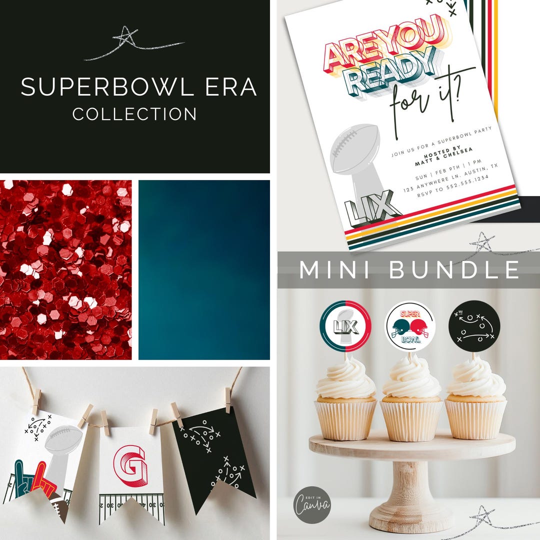 Editable Super Bowl Invitation Bundle 2025 Superbowl Party Digital ...
