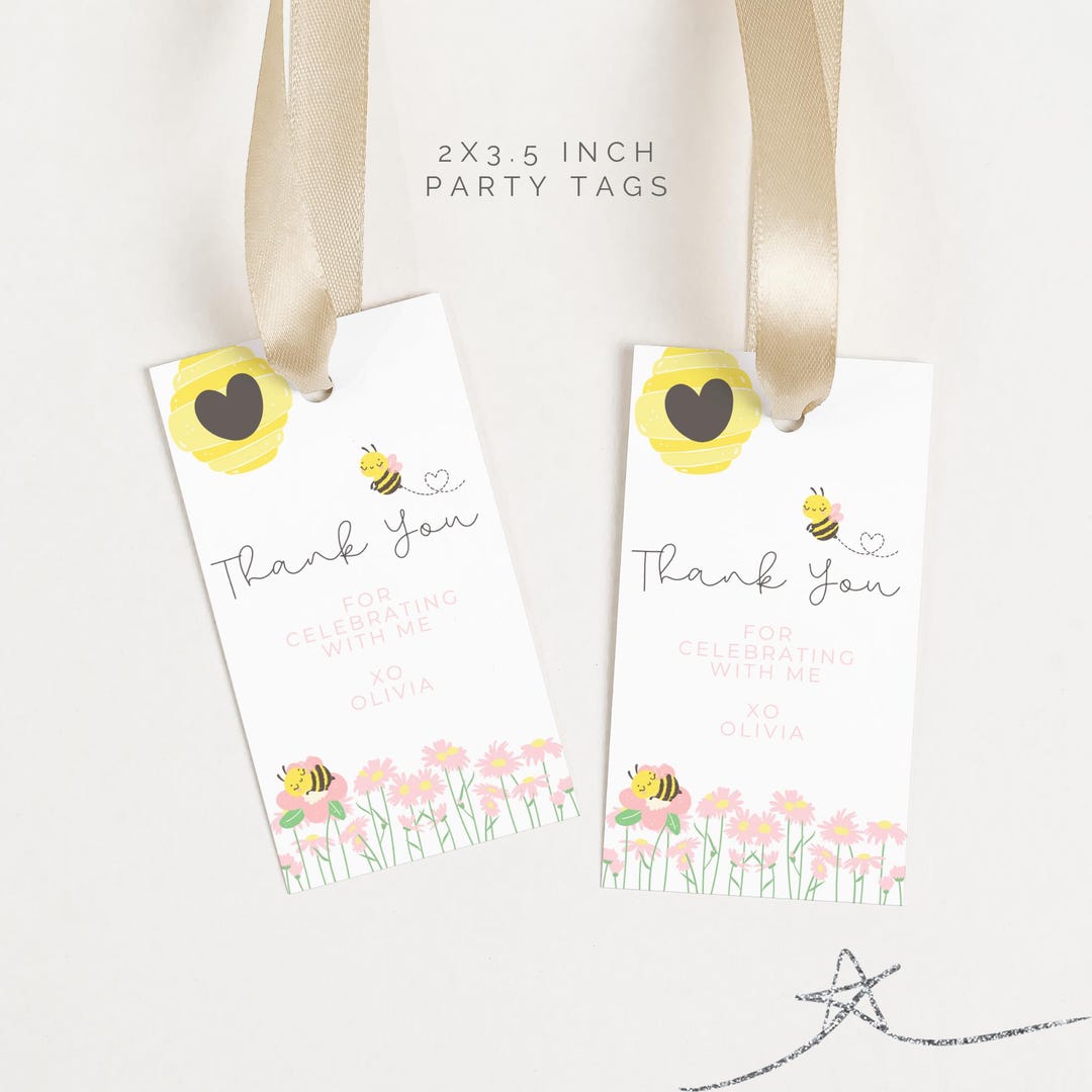 Editable Bee Favor Tag Bee Party Digital Thank You Tag Bumble Bee Party ...