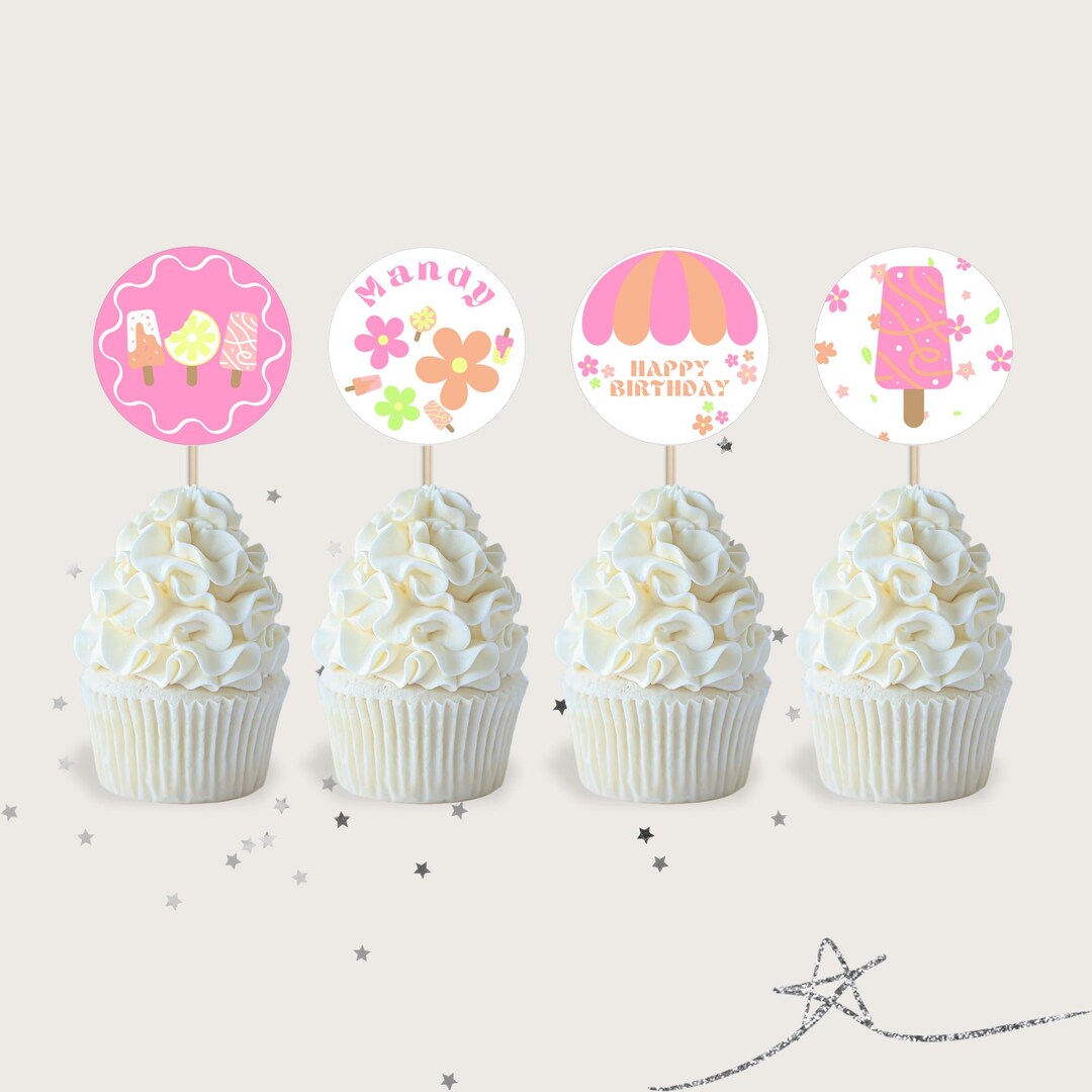 Editable Popsicle Cupcake Toppers Popsicle Party Digital Cupcake ...