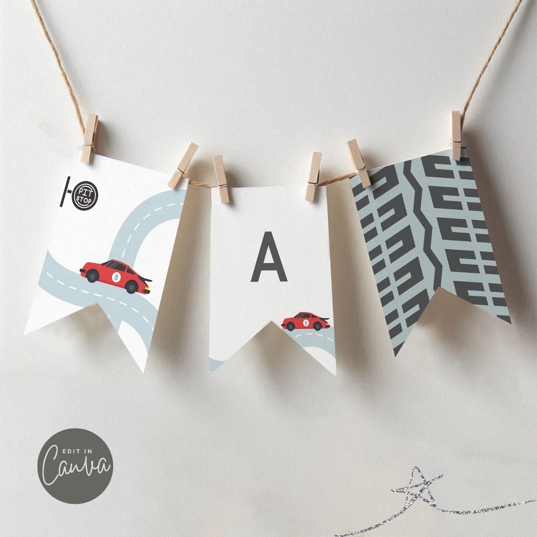 Editable Race Car Banner Race Car Party Digital Banner Racing Printable ...