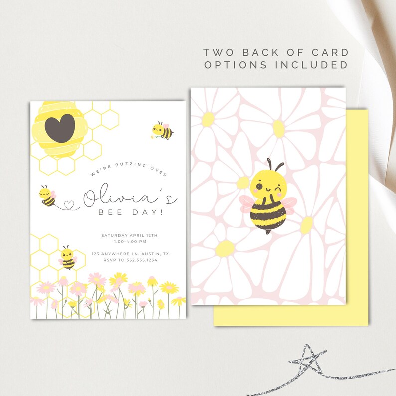 Editable Bee Birthday Invitation Bee Party Digital Invitation Bumble ...