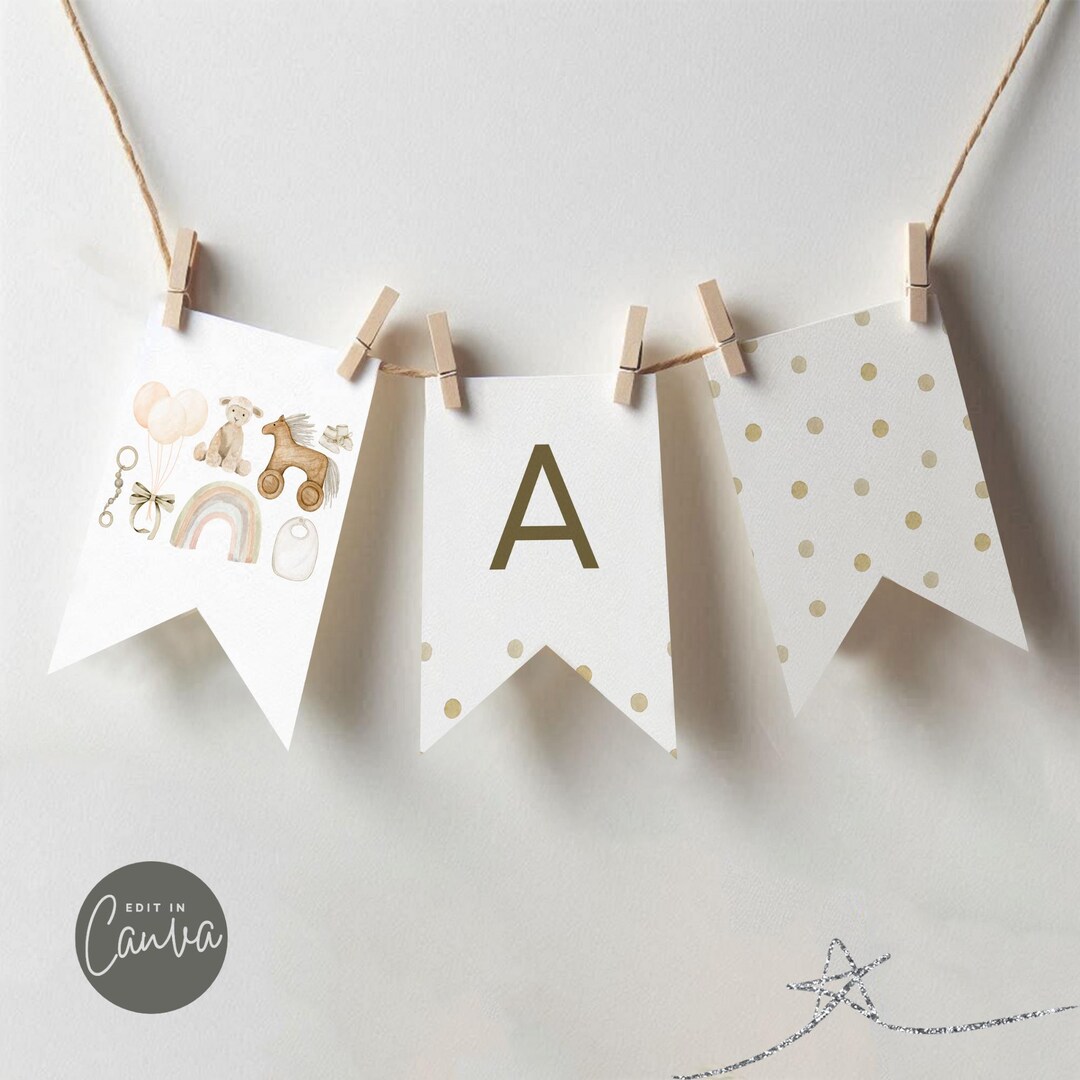 Editable Boho Baby Banner Neutral Digital Banner Boho Baby Printable ...
