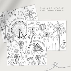 Festival Coloring Pages Boho Party Digital Coloring Page Music Festival ...