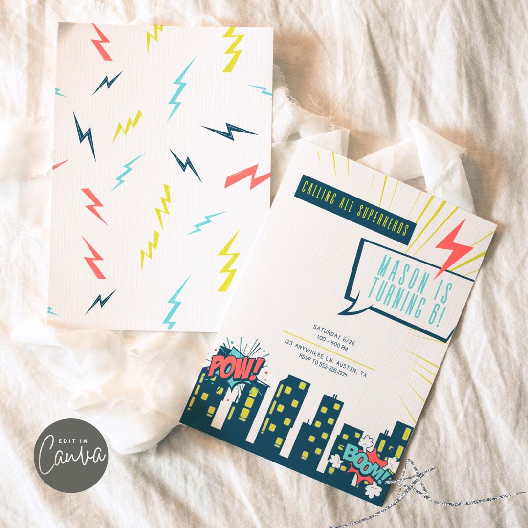 Editable Super Hero Birthday Invitation Super Hero Party Digital ...