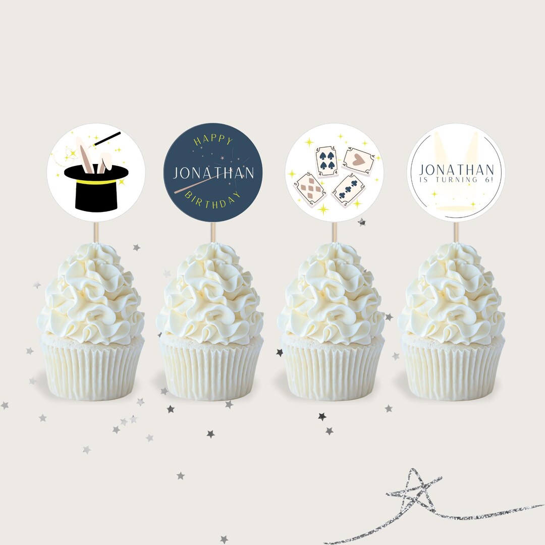 Modern Bro Magic Cupcake Toppers, Magic Show Party Decoration, Magician ...