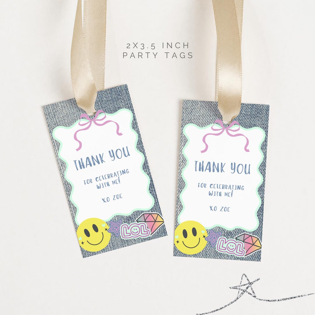 Editable Preppy Favor Tags Preppy Party Digital Thank You Tags Smiley ...