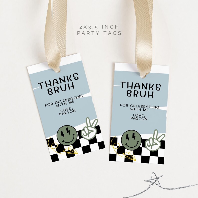 Editable Checkered Favor Tag Checkered Party Digital Thank You Tags ...
