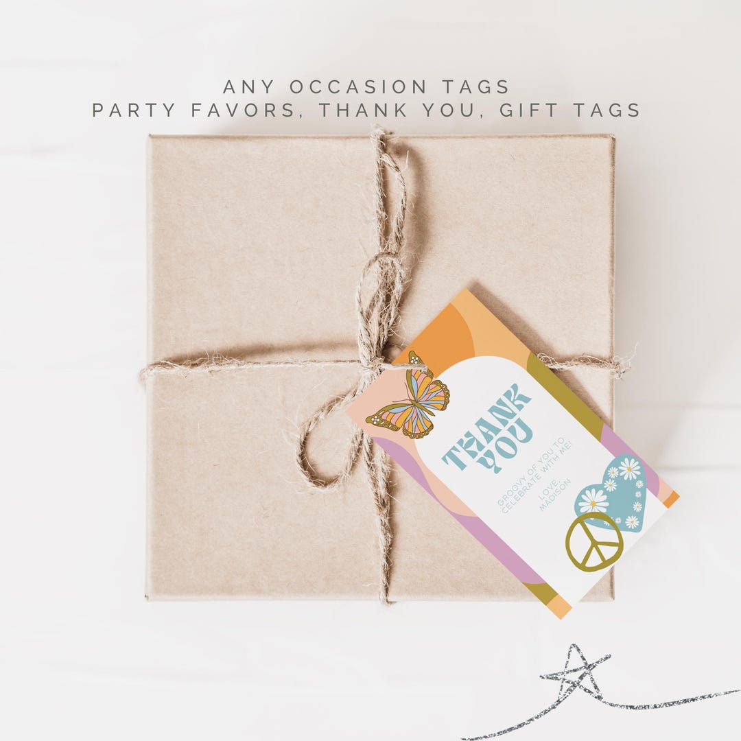 Editable Groovy Favor Tag Groovy Digital Thank You Tag Retro Printable ...