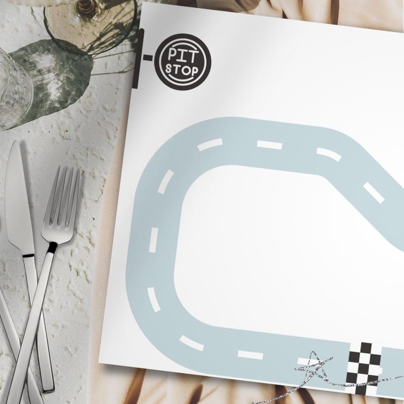 Race Car Placemat Race Car Party Digital Placemat Racing Placemat ...