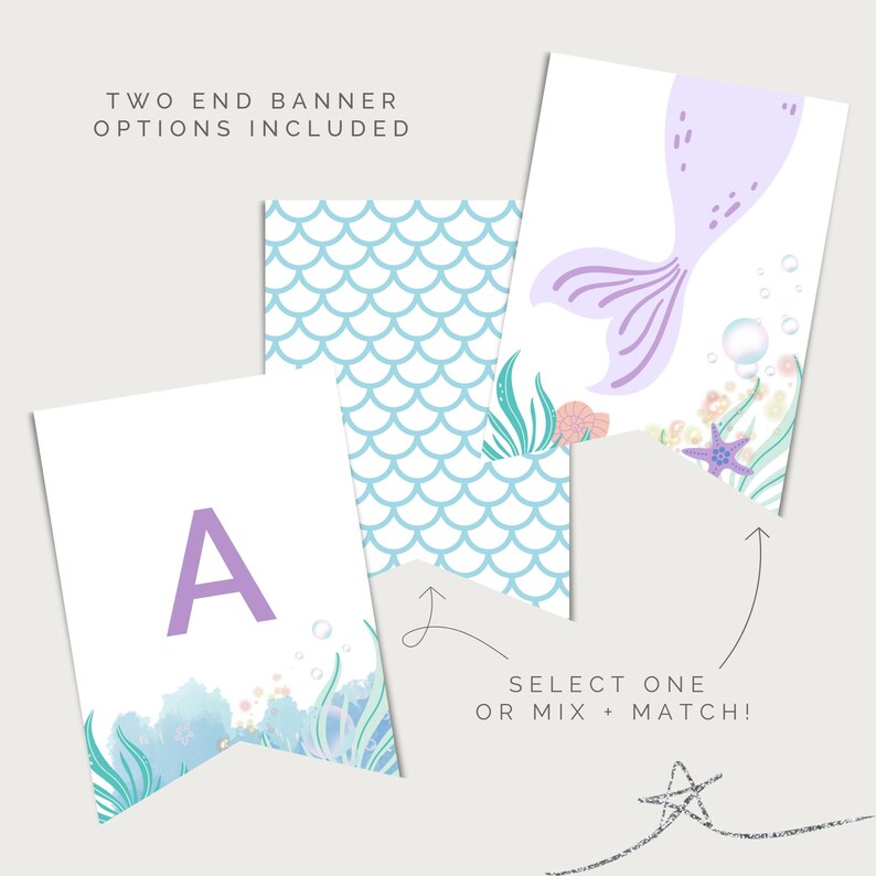Editable Mermaid Banner Mermaid Party Digital Banner Under the Sea ...