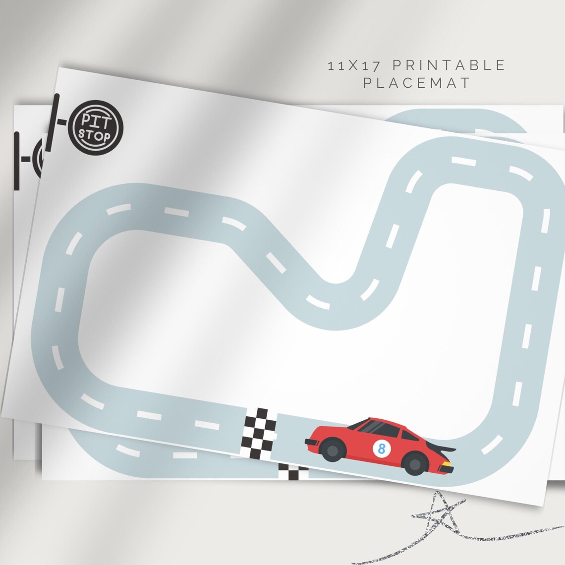 Race Car Placemat Race Car Party Digital Placemat Racing Placemat ...