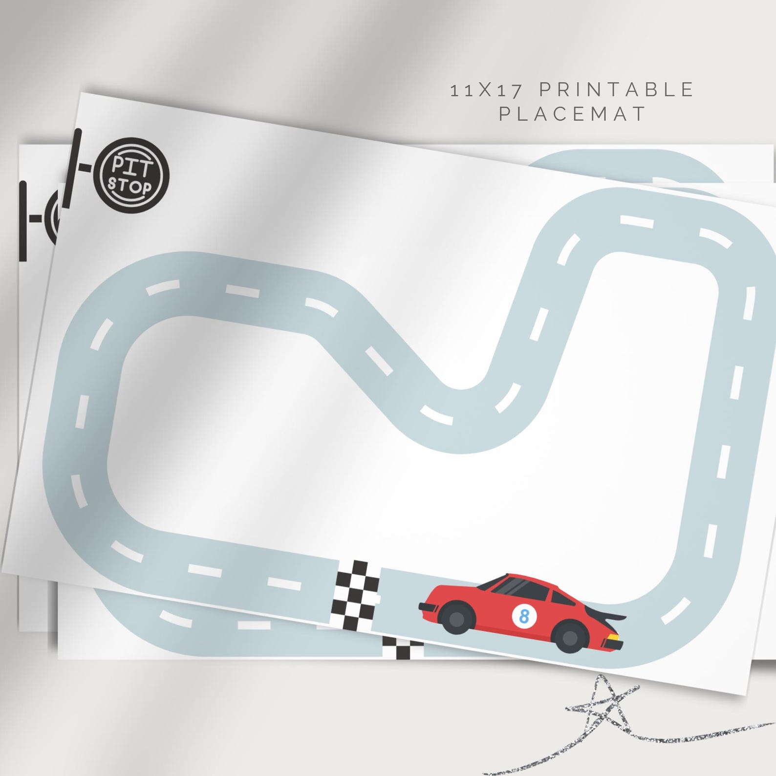Race Car Placemat Race Car Party Digital Placemat Racing Placemat ...