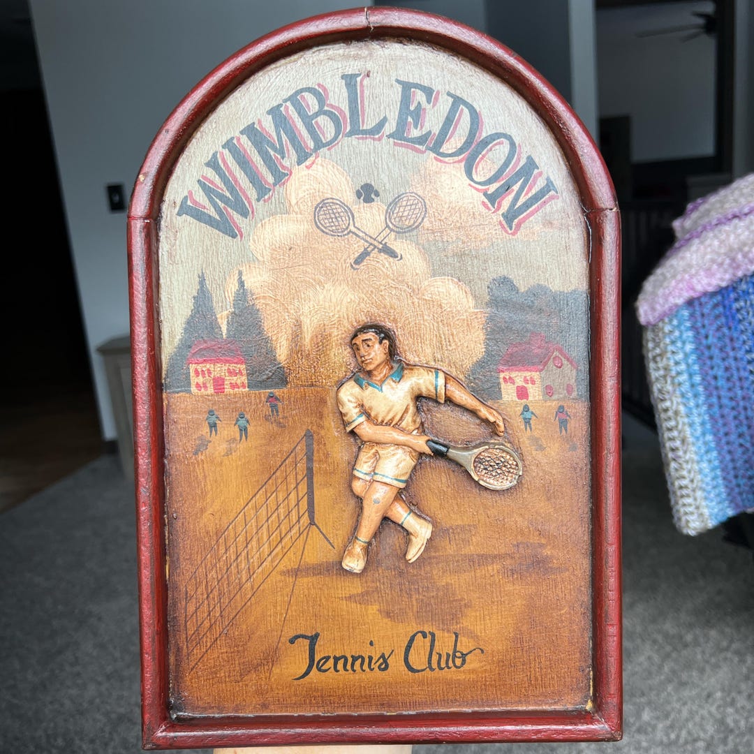 Rare Vintage Wimbledon Tennis Club Wall Hanging Wooden 3D Sign Unique ...