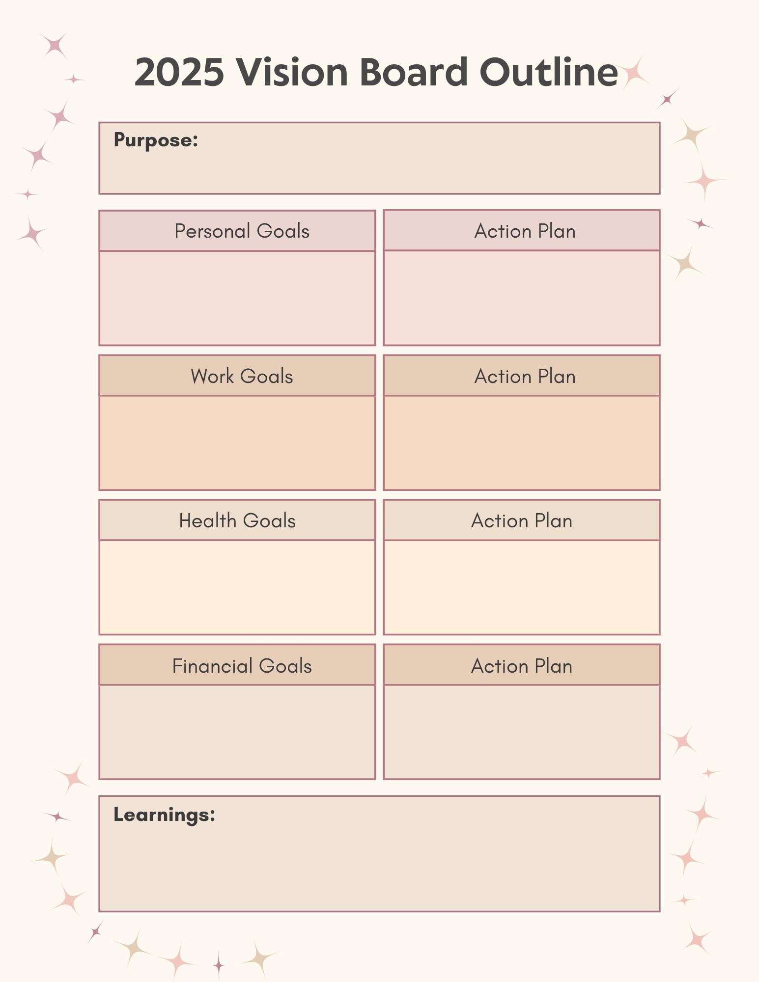 2025 Vision Board Outline - Etsy