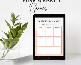 Printable Pink Weekly Planner, Motivation Cute Planner - Etsy
