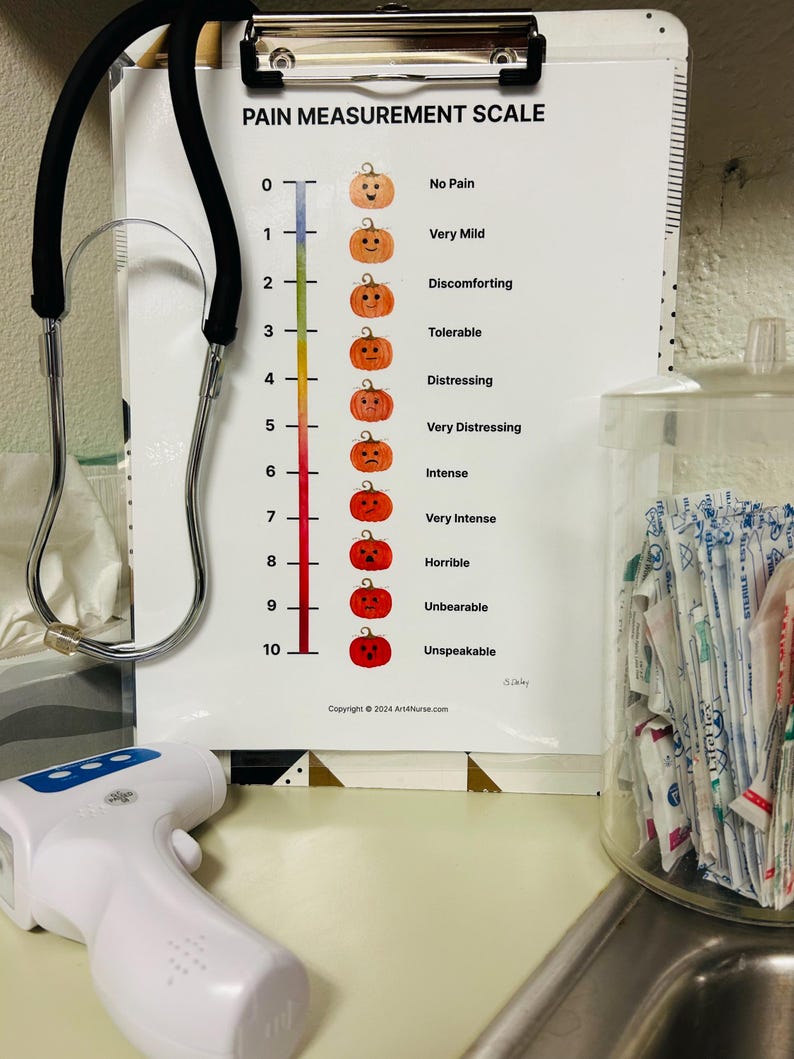 Laminated, Watercolor Pain Scale, Pediatric Pain Chart for Nurses ...