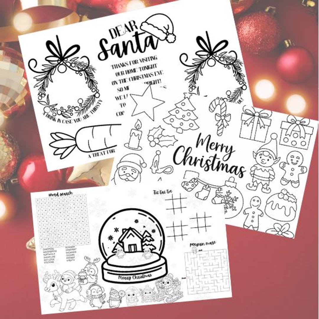 Christmas Kids Activity Placemats | Printable Coloring Pages & Games ...