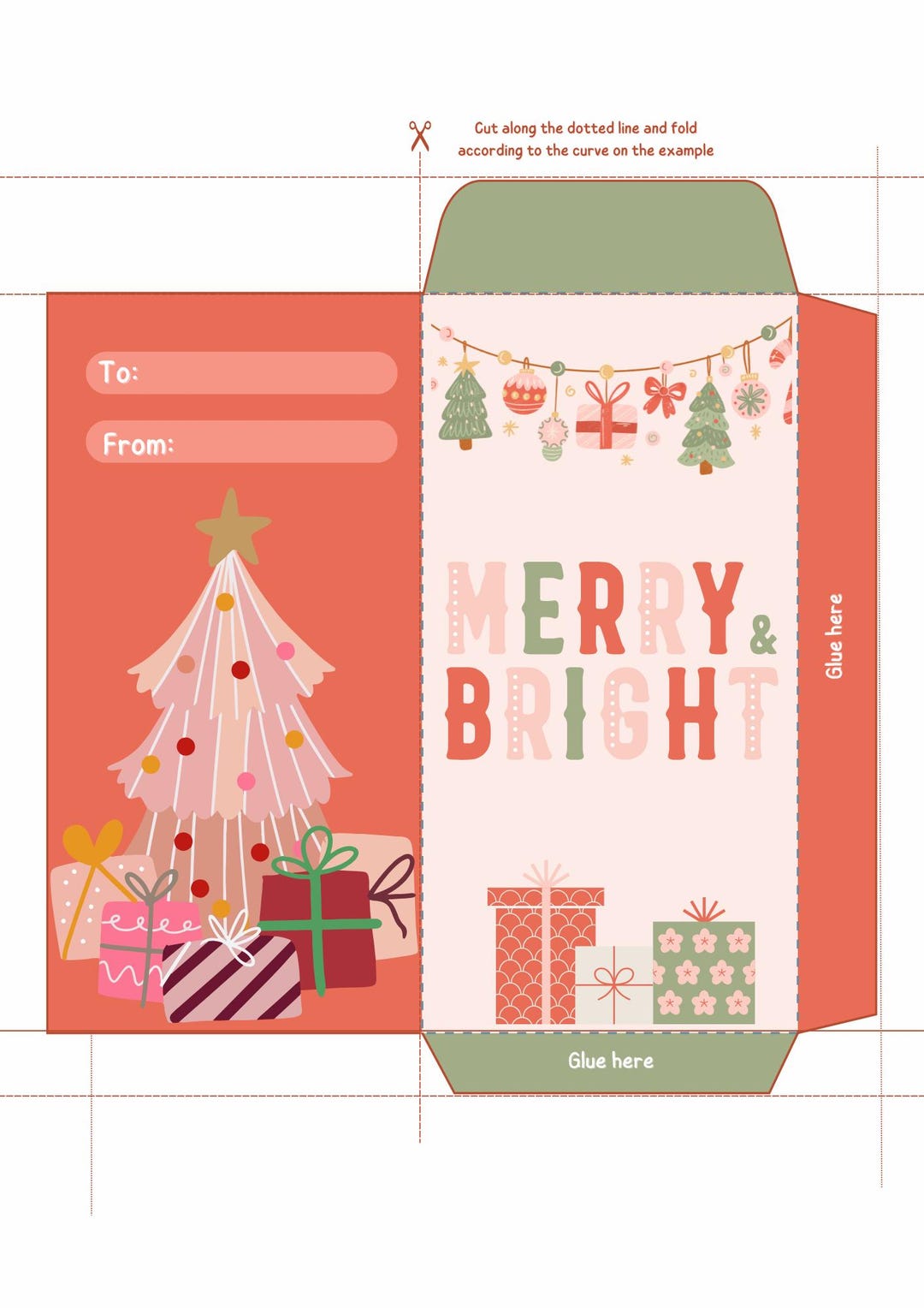 Merry and Bright Editable Printable Christmas Envelopes - Etsy