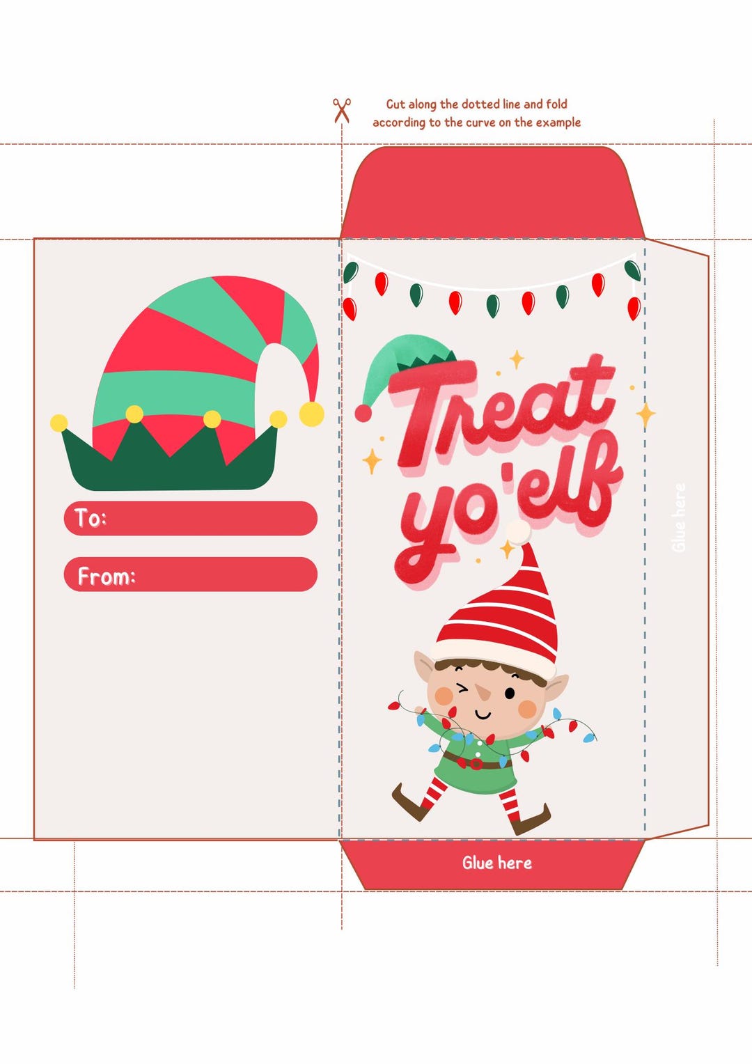 Treat Yo' Elf Editable Printable Christmas Envelope - Etsy