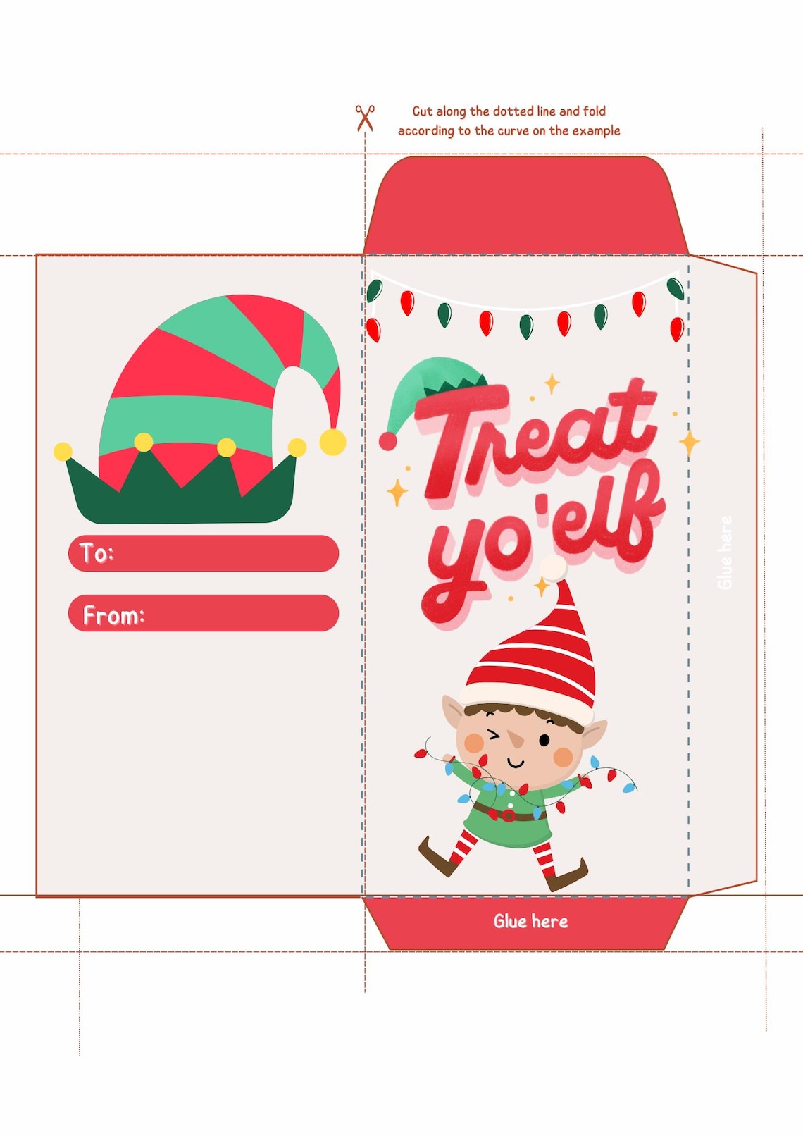 Treat Yo' Elf Editable Printable Christmas Envelope - Etsy