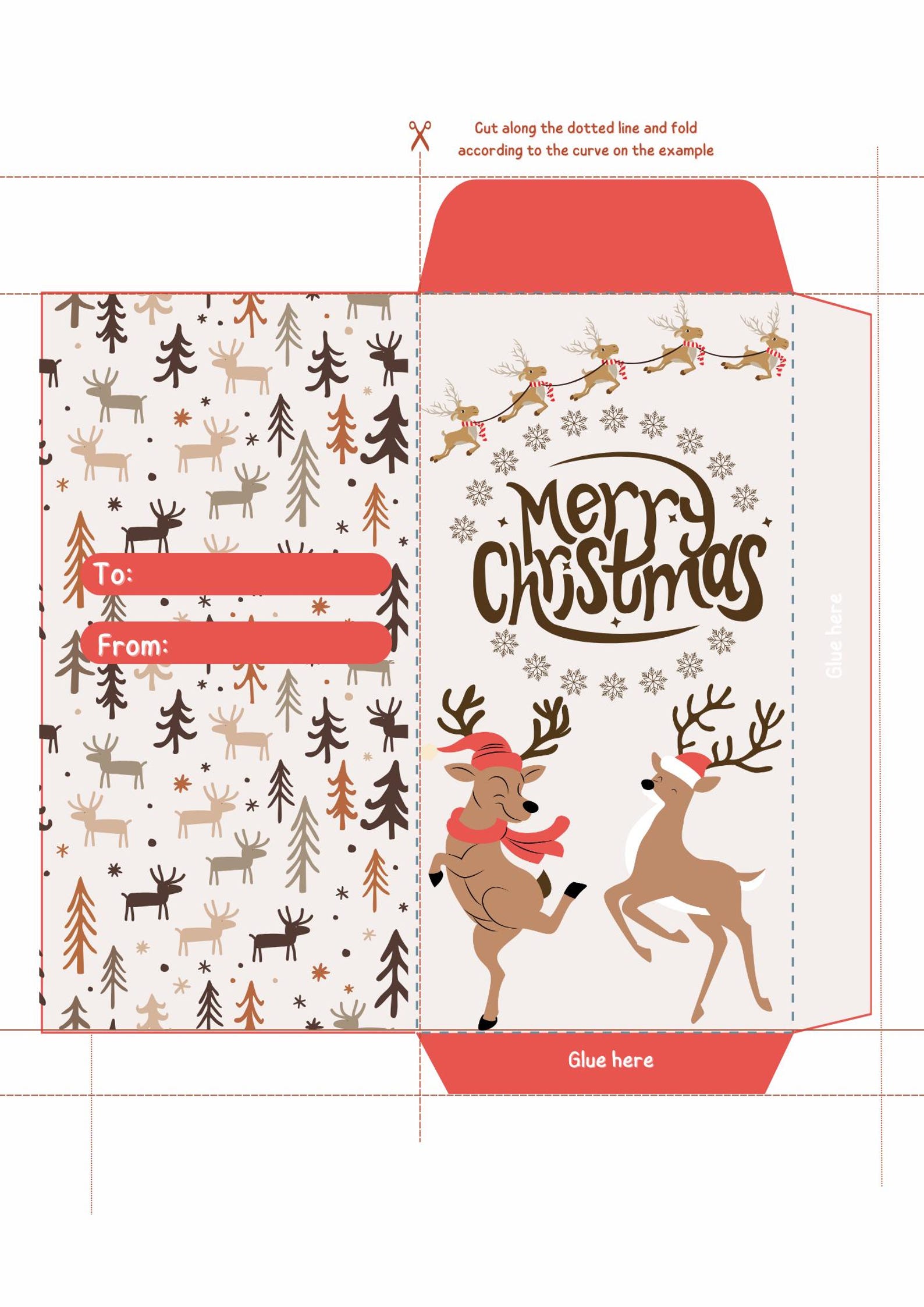 Dancing Reindeer Christmas Money Envelopes | Printable Cash Gift ...