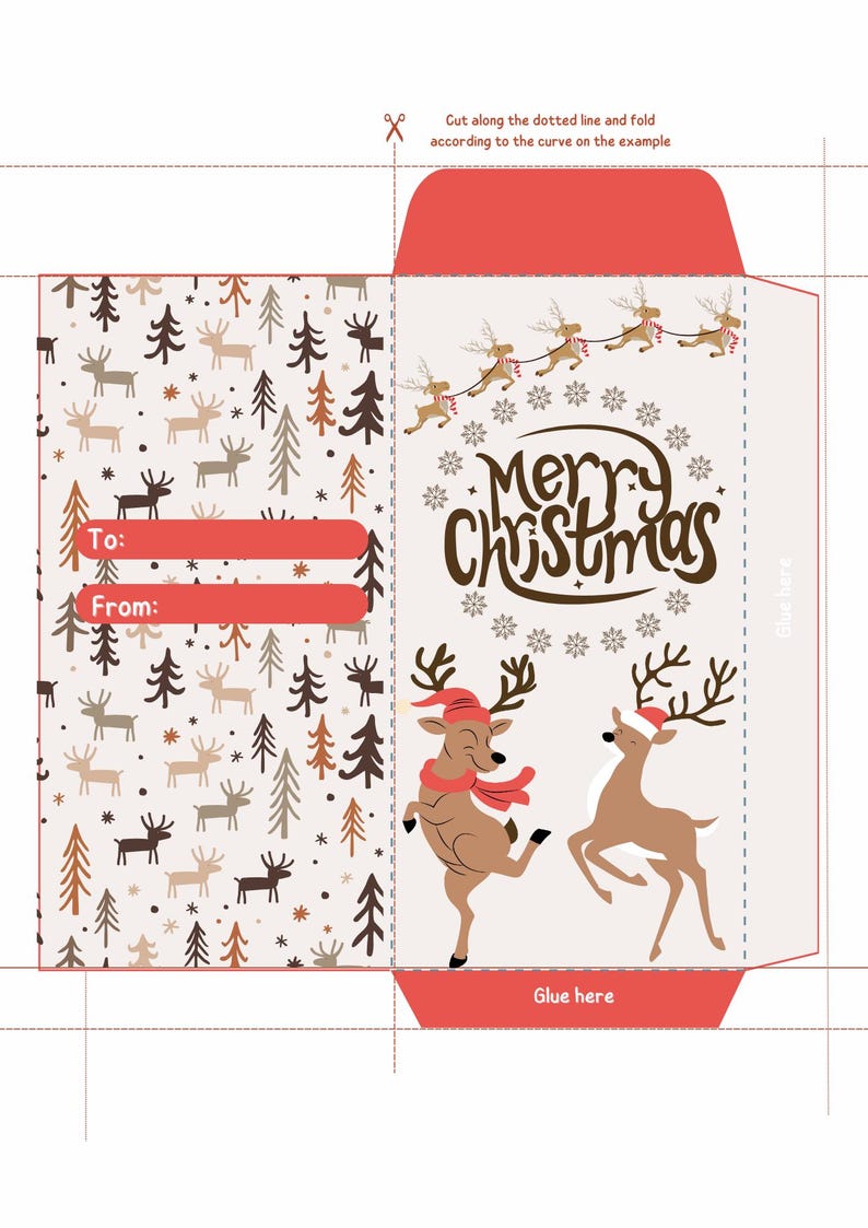 Dancing Reindeer Editable Printable Christmas Envelope - Etsy