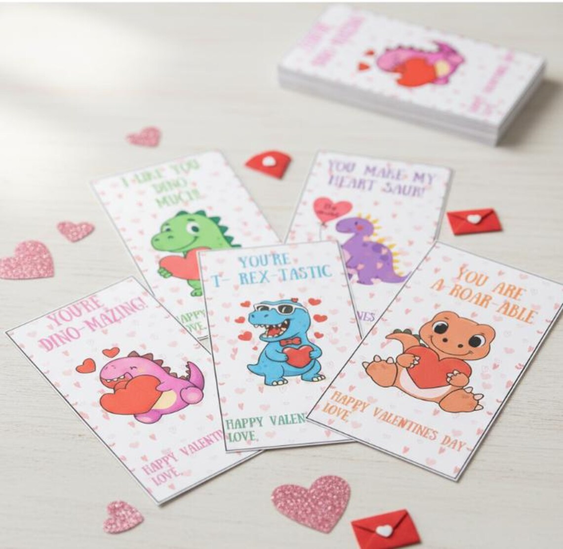 Dinosaur Valentine for School | Printable Dino Classroom Valentines ...