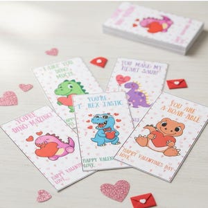 Dinosaur Valentine for School | Printable Dino Classroom Valentines ...