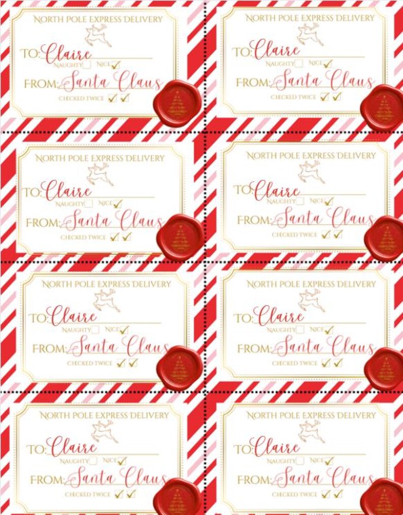 Personalized Santa Gift Tags Printable | Christmas Gift Tags From Santa ...