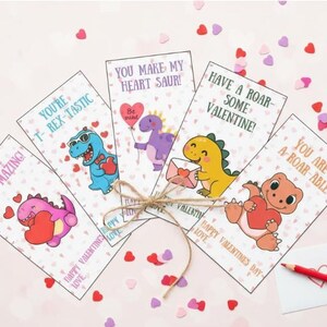 Dinosaur Valentine for School | Printable Dino Classroom Valentines ...