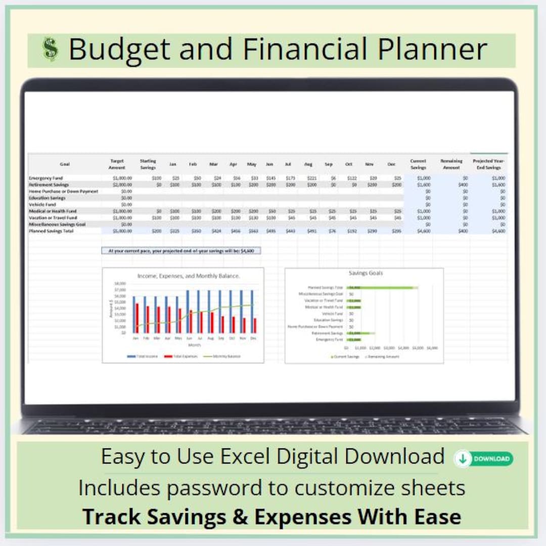 Monthly Budget Planner | Expense Tracker Spreadsheet for Excel ...