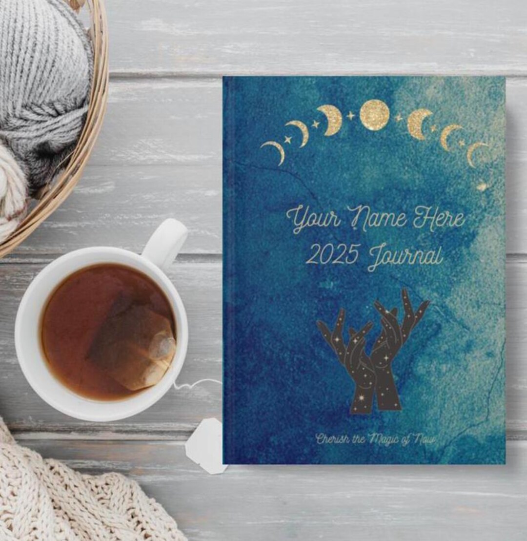 Moon Phases Watercolor Mystical Journal Personalized Hardcover Diary ...