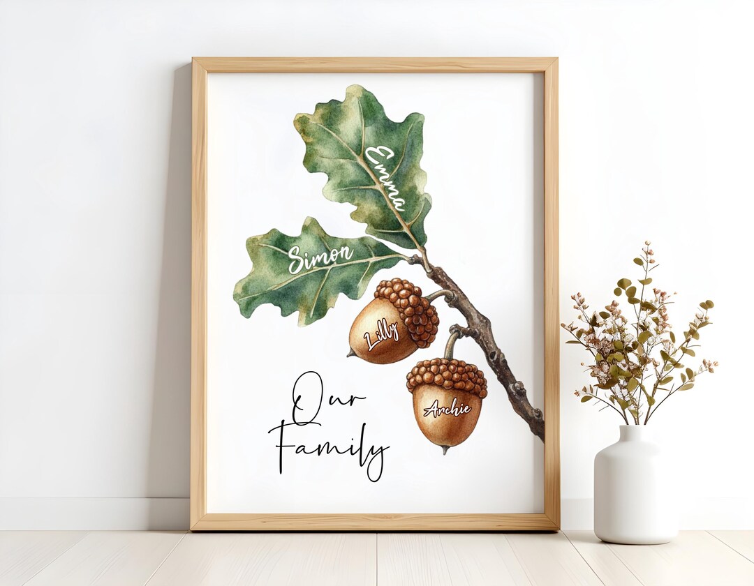 Personalized Family Tree Poster | Custom Our Family Oak Leaf & Acorn ...
