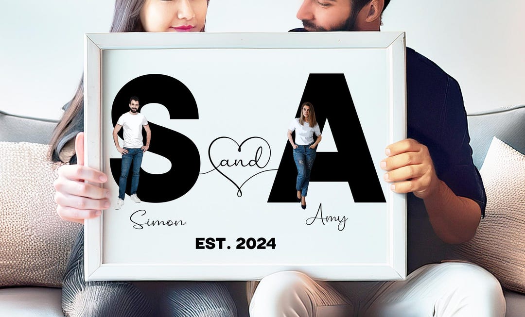 Personalized Couple Initials Print | Custom Photo Valentine’s Day Gift ...