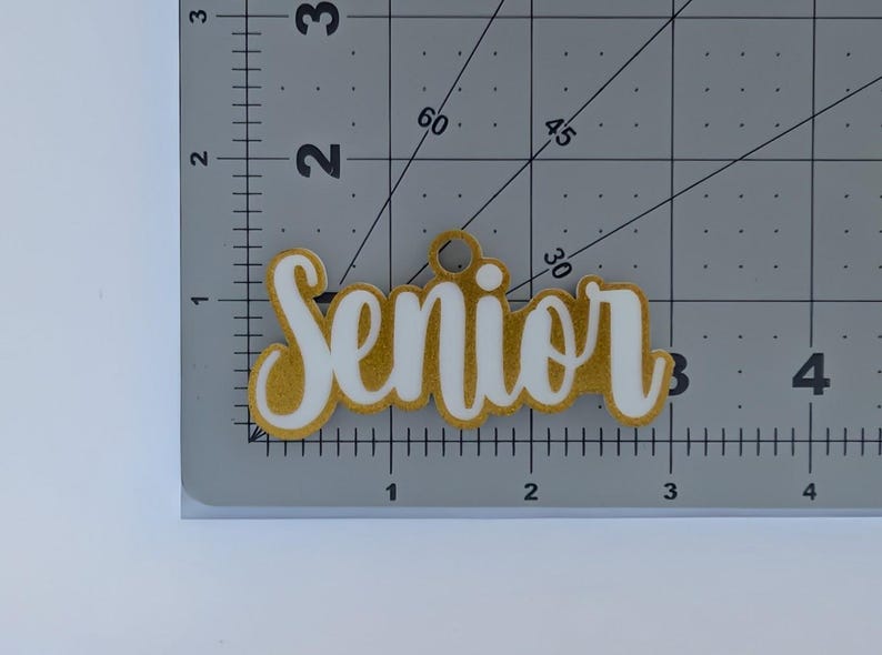 Homecoming Mum Trinket Custom Acrylic “senior” – Gold Glitter Edge ...