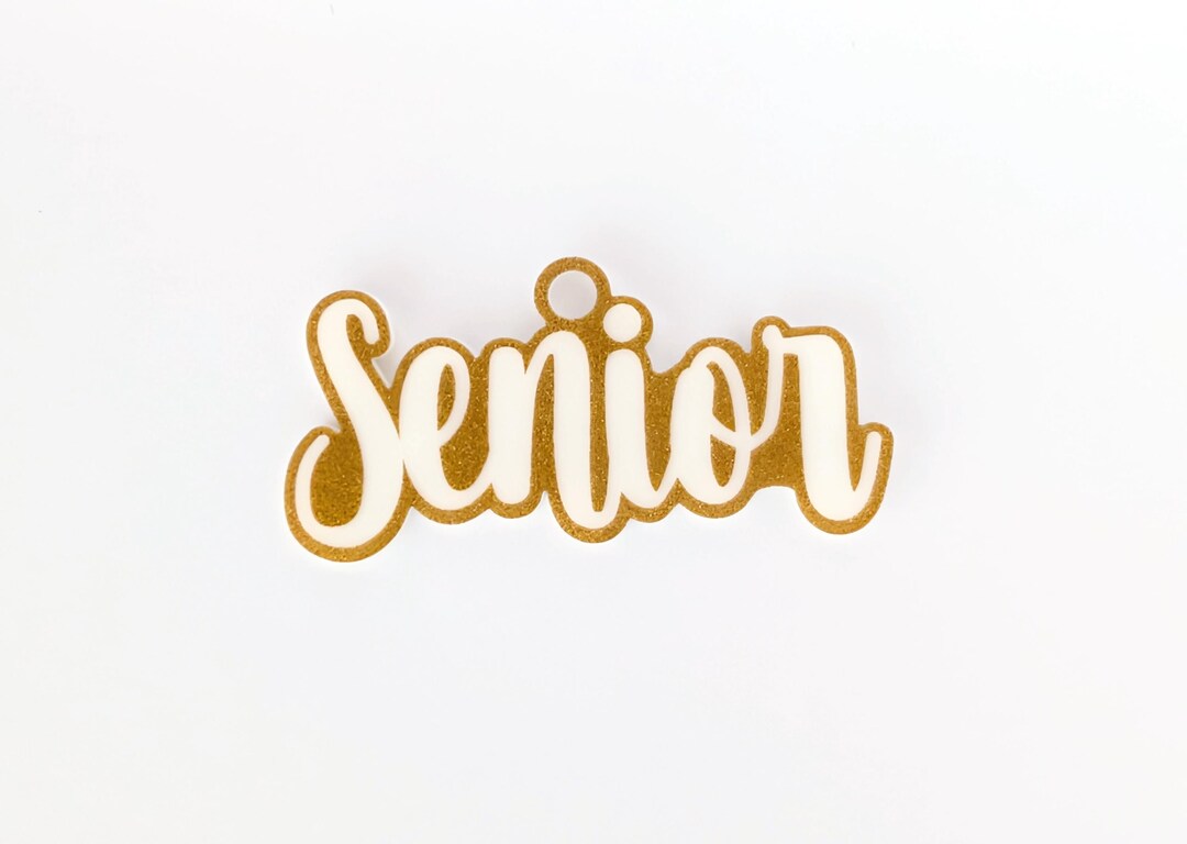 Homecoming Mum Trinket Custom Acrylic “senior” – Gold Glitter Edge ...