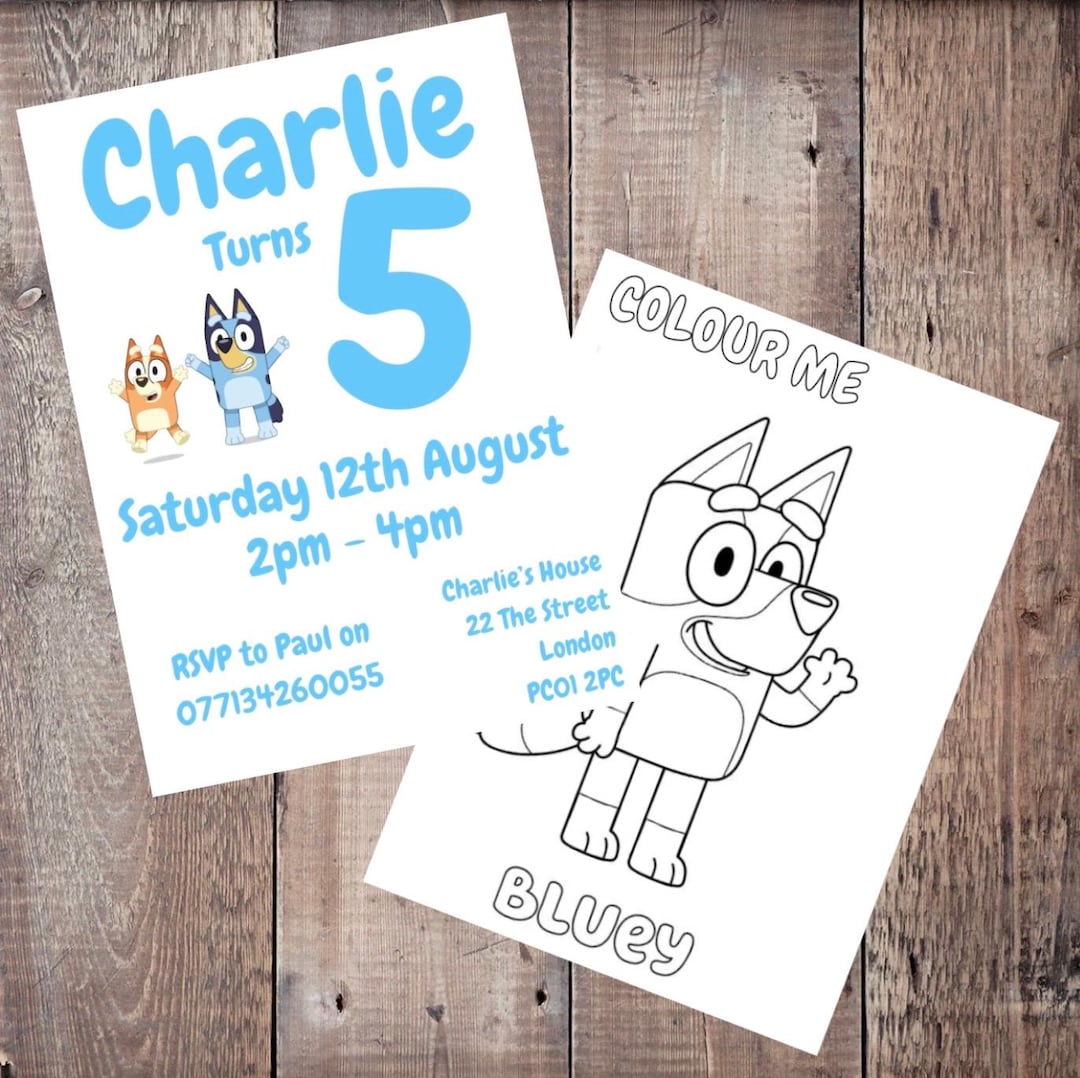 Editable Bluey Party Invitation Template Printable Bluey Kids Birthday ...