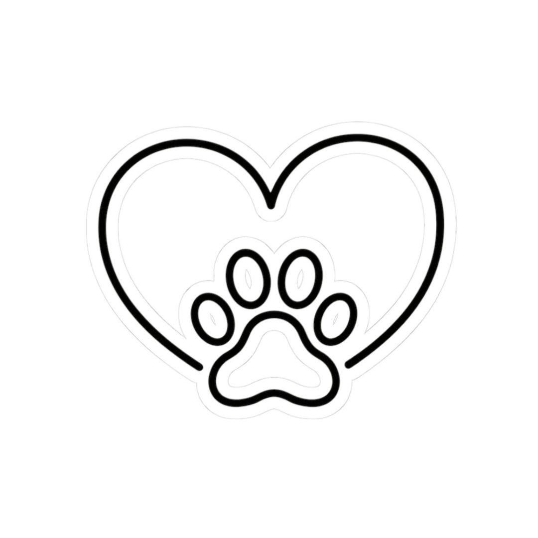 Paw Print Heart Sticker | Kiss-cut Sticker - Etsy