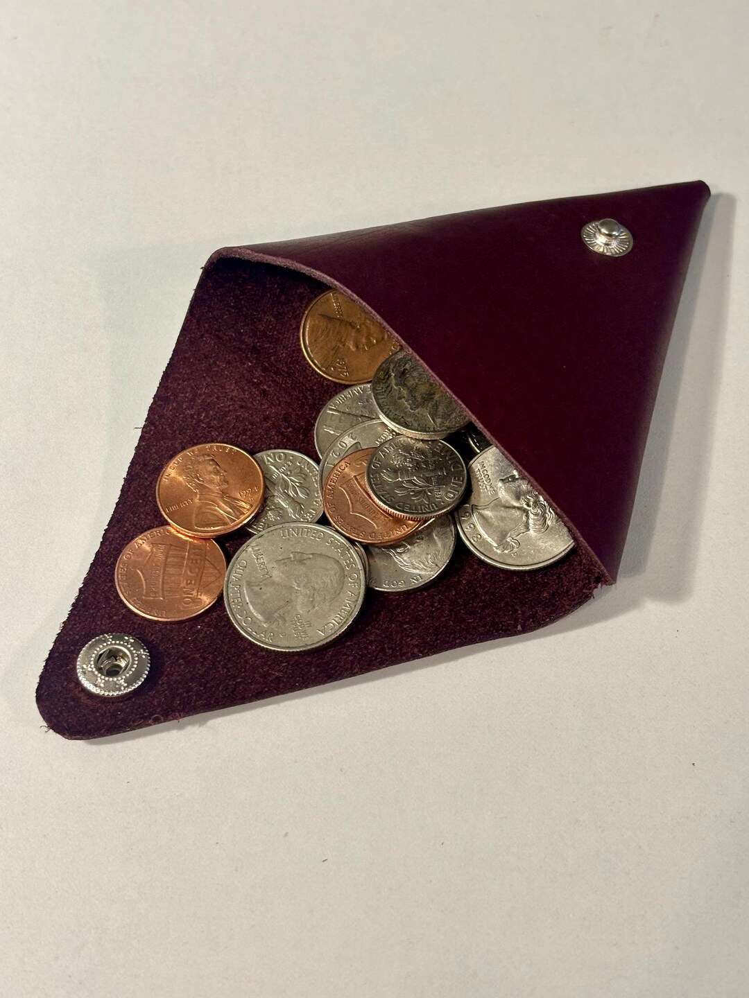 Triangular Leather Coin Purse - Handmade - Etsy