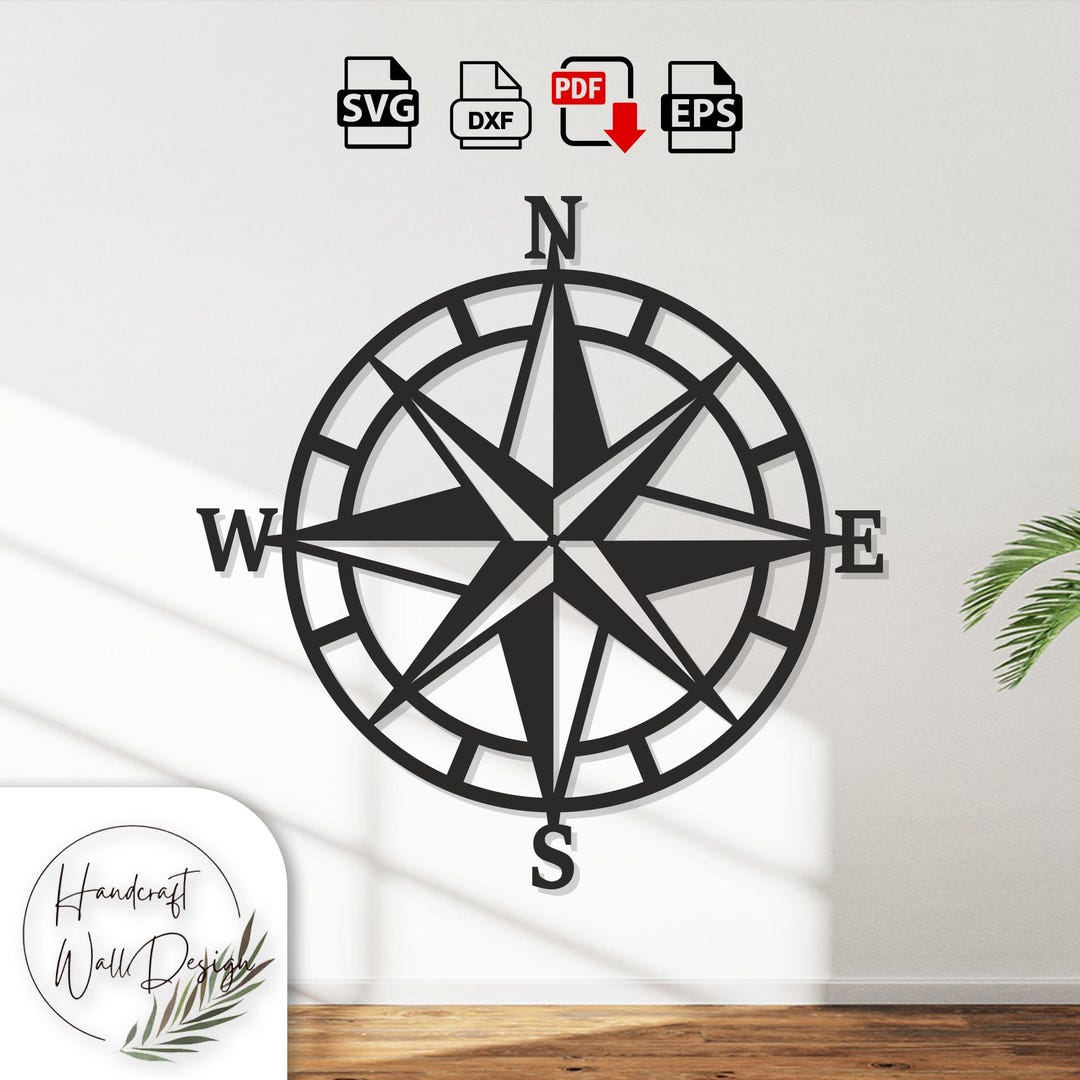 Compass DXF, SVG Files ,laser Cut , Cnc Cut, Bomb, Wall Decor, Svg, Dxf ...