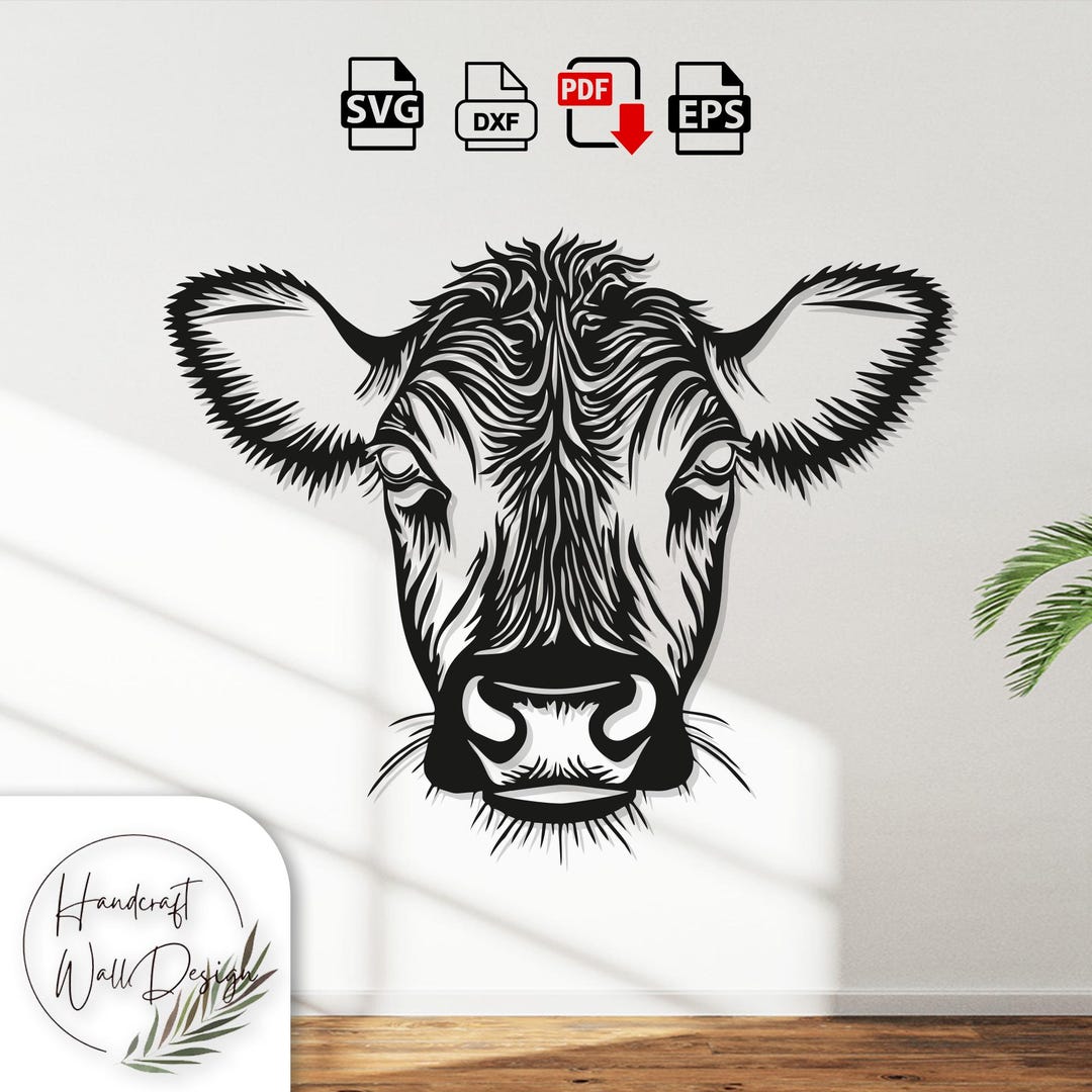 Cow Face DXF, SVG Files ,laser Cut , Cnc Cut, Bomb, Wall Decor, Svg ...
