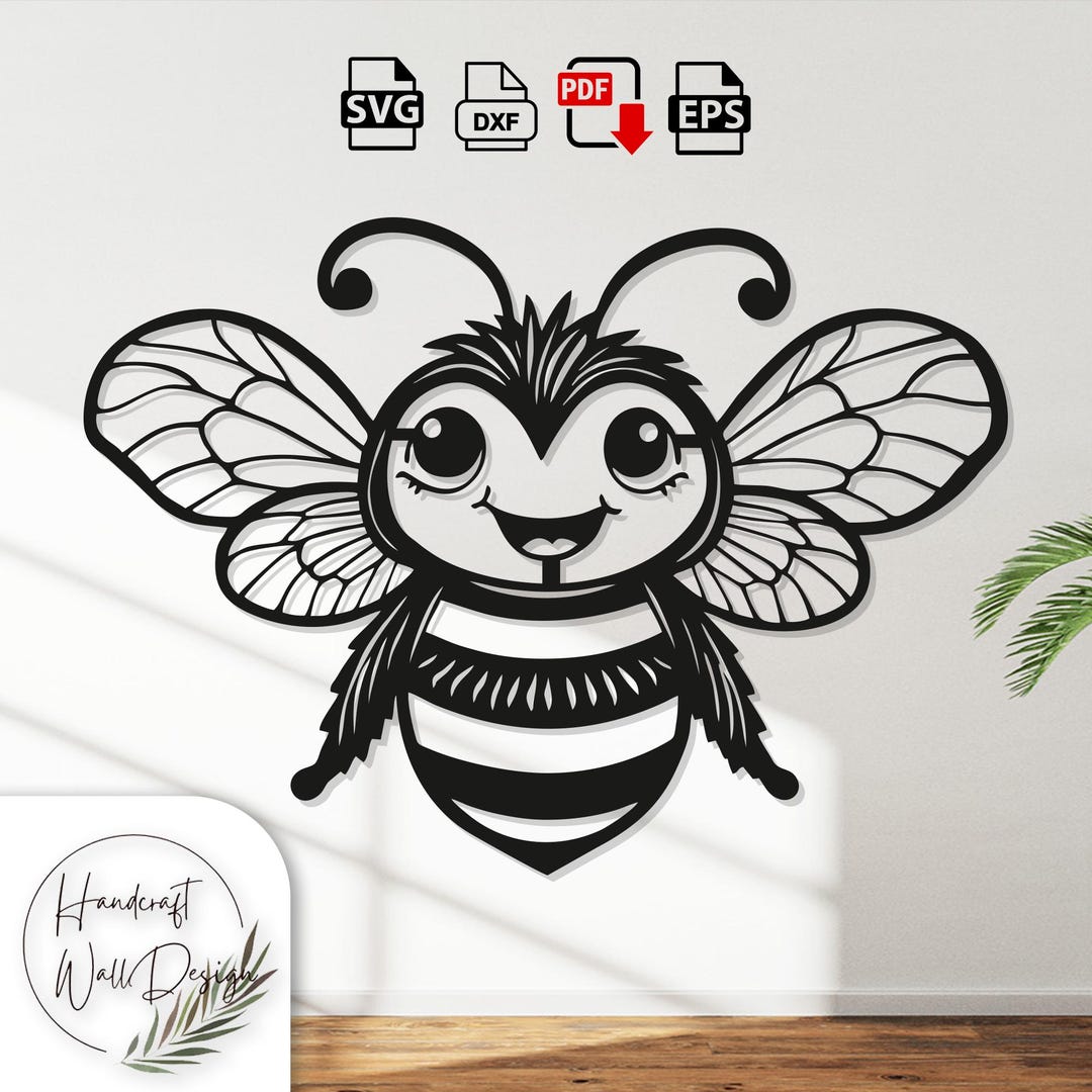 Funny Bee DXF, SVG Files ,laser Cut , Cnc Cut, Bomb, Wall Decor, Svg ...
