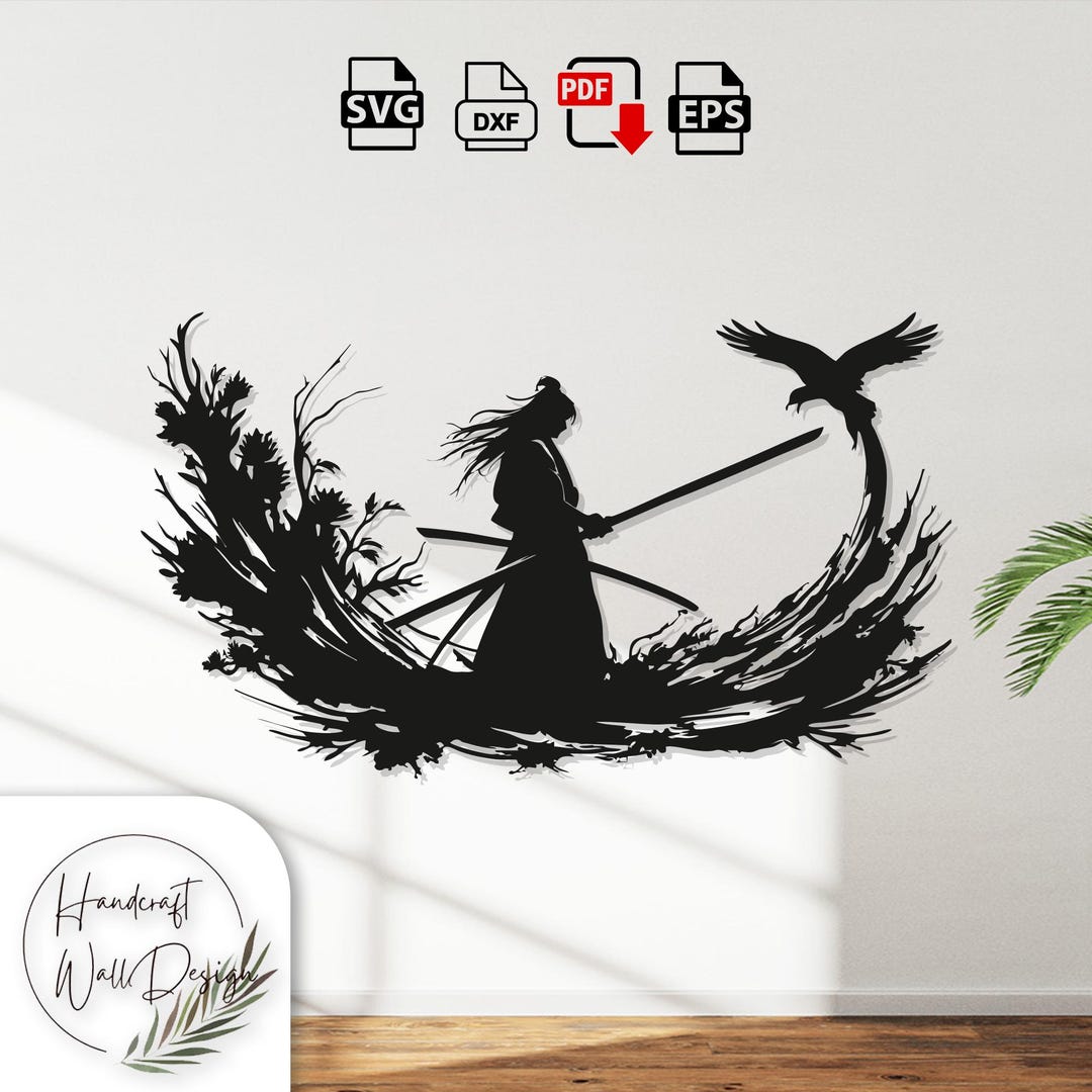 Samurai Katana DXF, SVG Files ,laser Cut , Cnc Cut, Bomb, Wall Decor ...