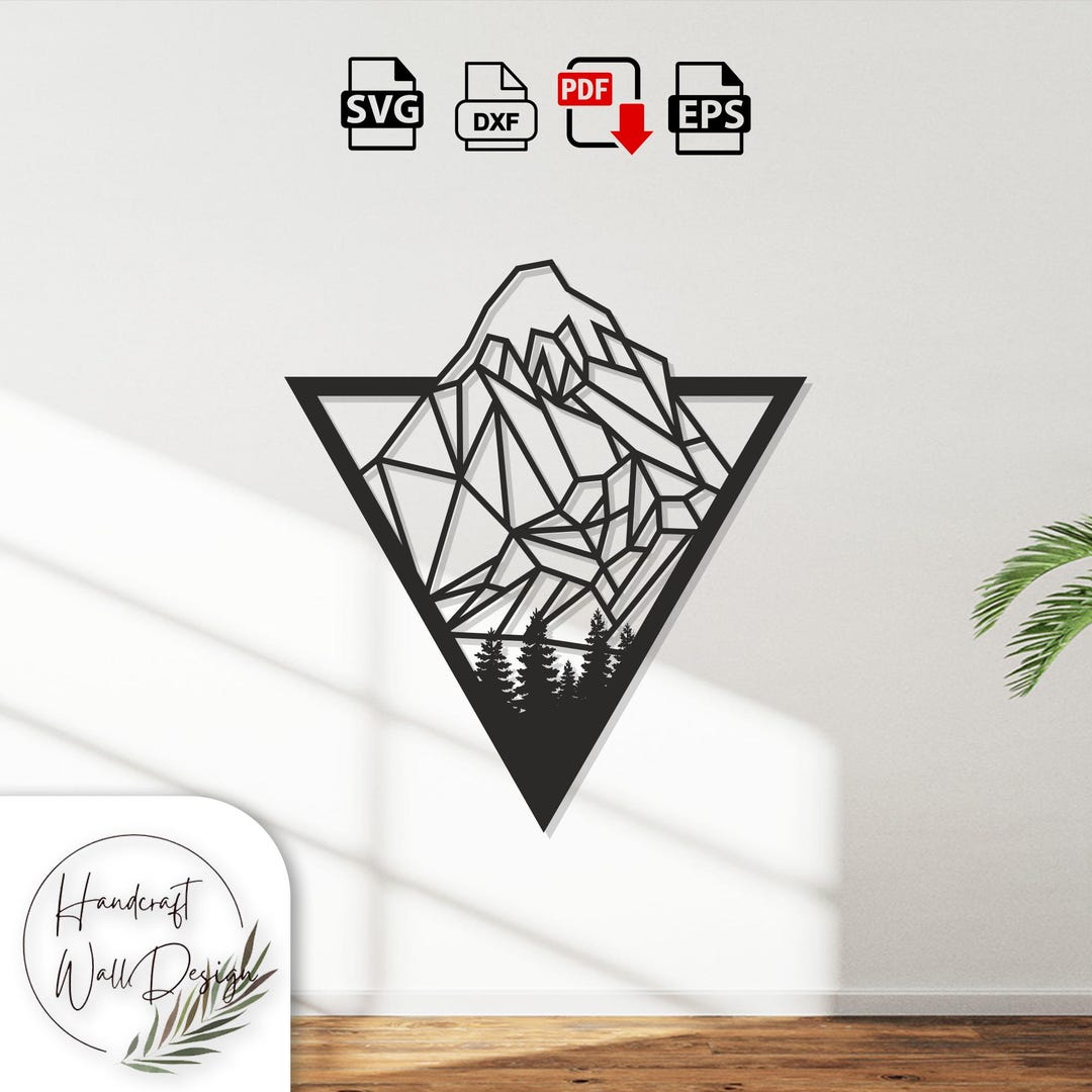 Triangle Mountains DXF, SVG Files ,laser Cut , Cnc Cut, Bomb, Wall ...
