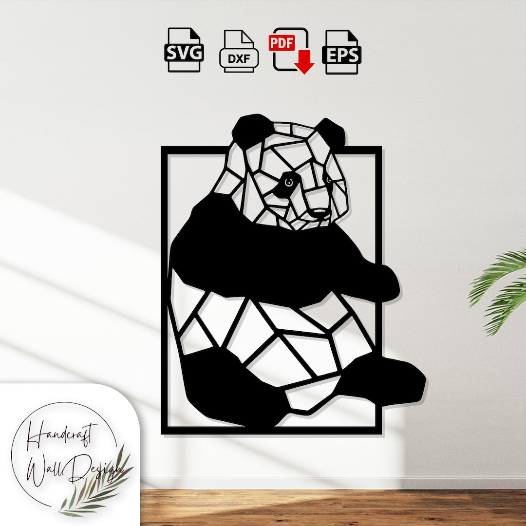 Geometric Panda Dxf,svg Files ,laser Cut , Cnc Cut, Bomb, Wall Decor ...