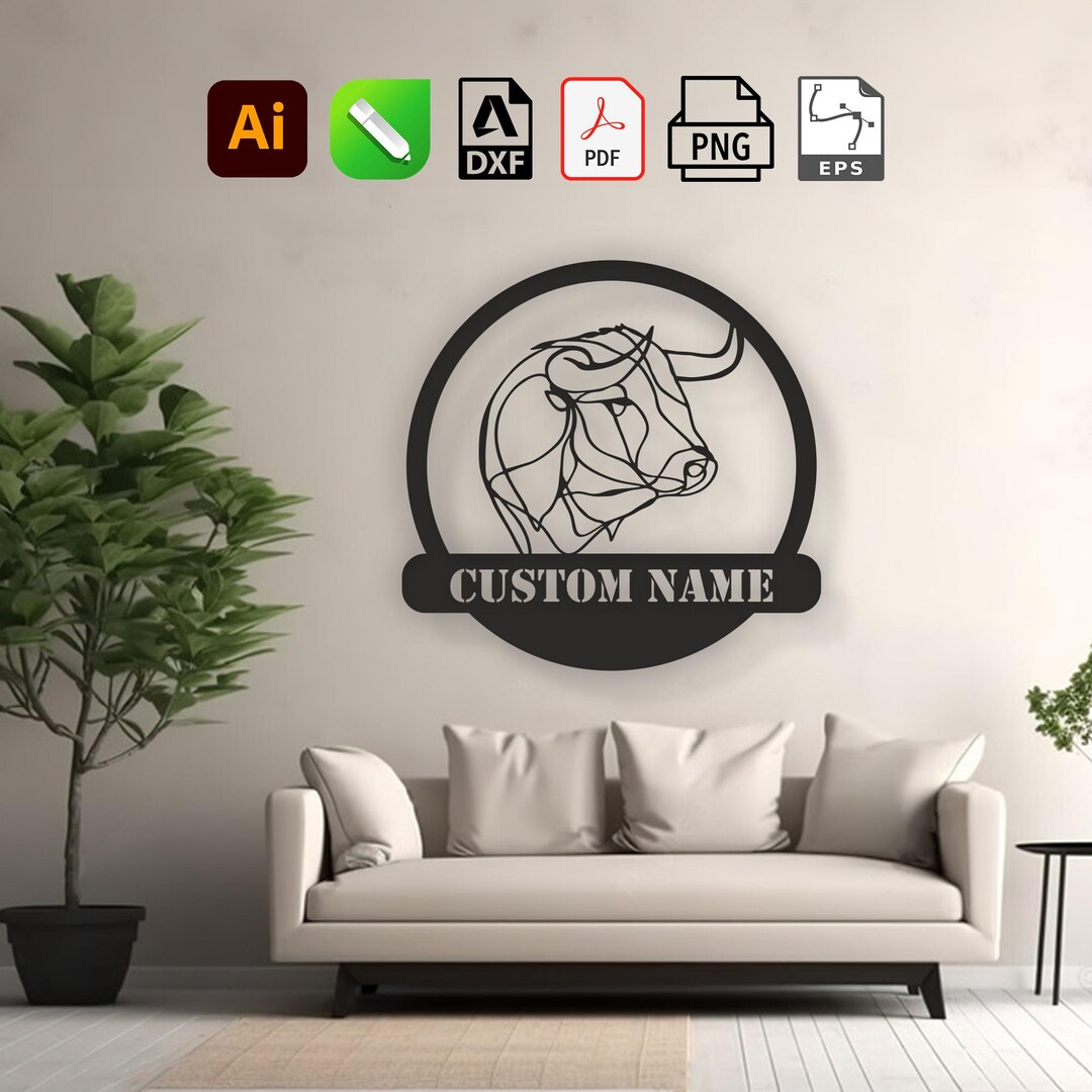 Customized Bull Head DXF, SVG Files ,laser Cut,cnc Cut,bomb,wall Decor ...