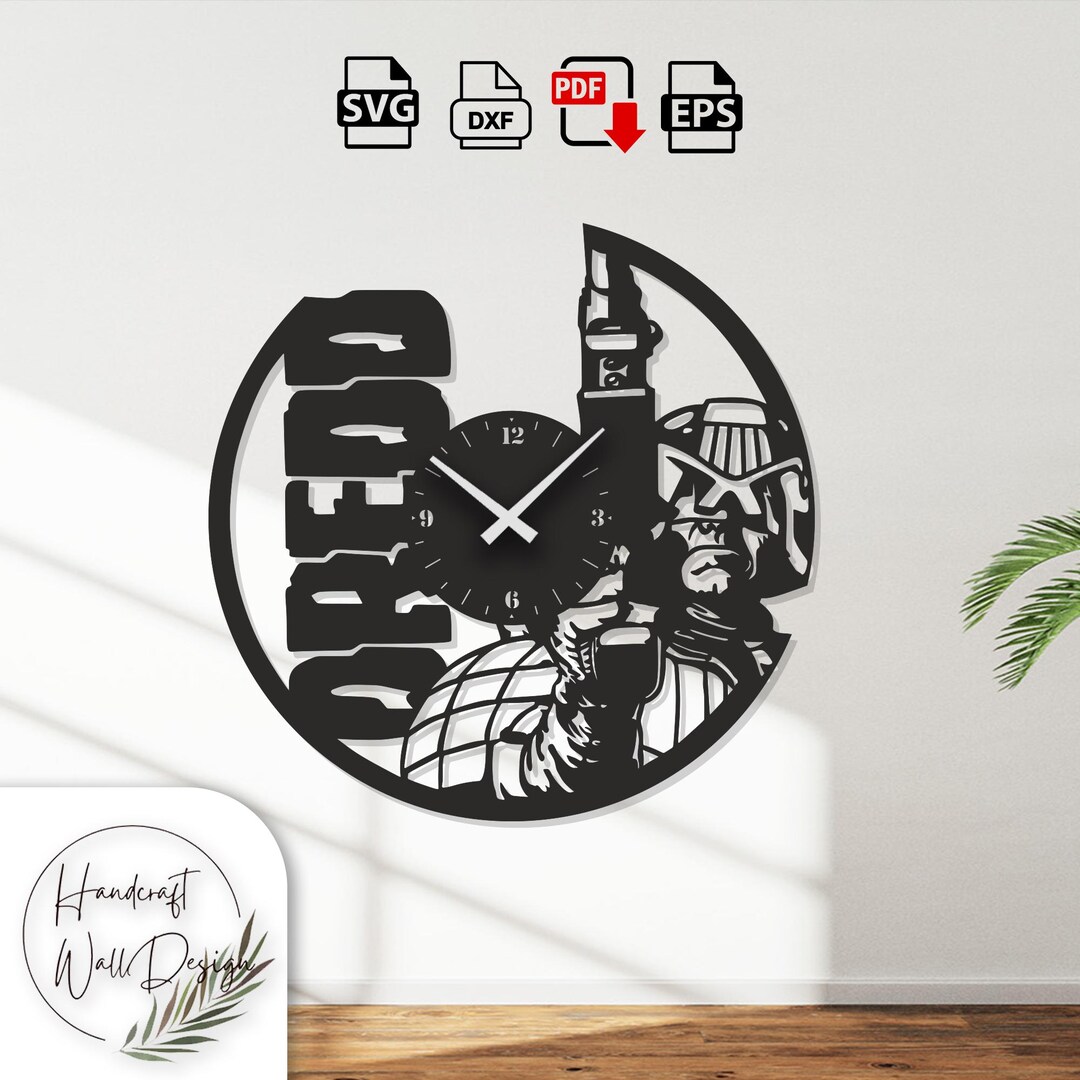 Judge Dredd Wall Clock Digital Dxf,svg Files ,laser Cut , Cnc Cut,bomb ...