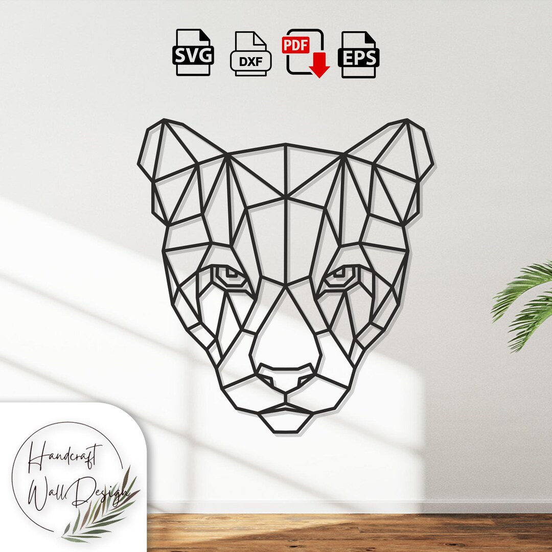 Geometric Puma DXF, SVG Files ,laser Cut , Cnc Cut, Bomb, Wall Decor ...