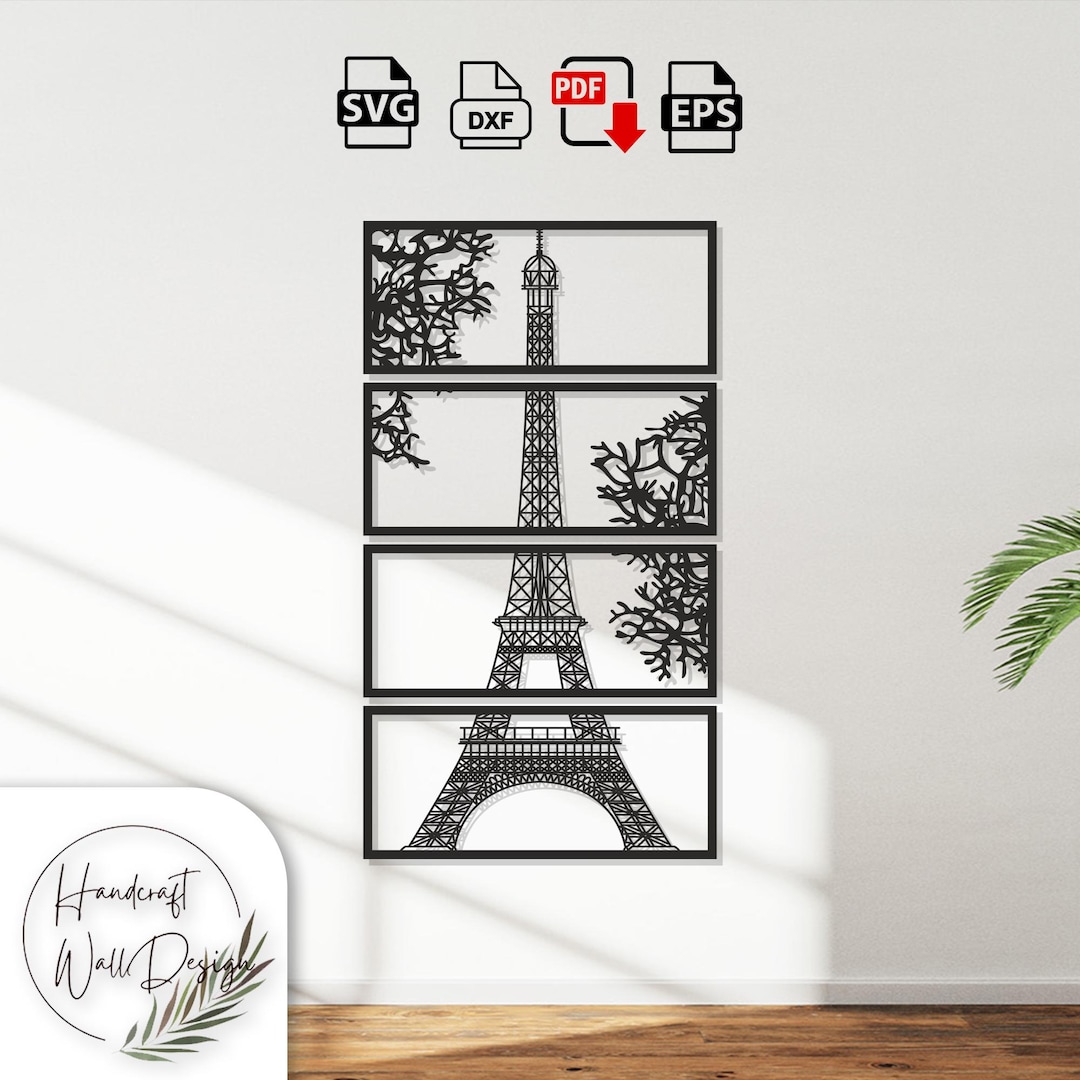 Paris Eiffel Tower Digital Dxf,svg Files ,laser Cut , Cnc Cut,bomb,wall ...