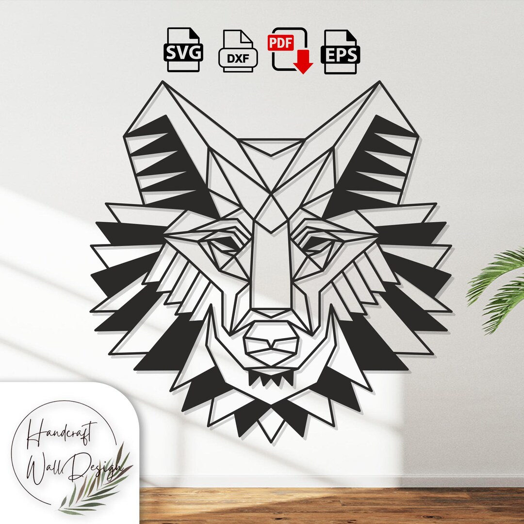 Geometric Fox DXF, SVG Files ,laser Cut , Cnc Cut, Bomb, Wall Decor ...